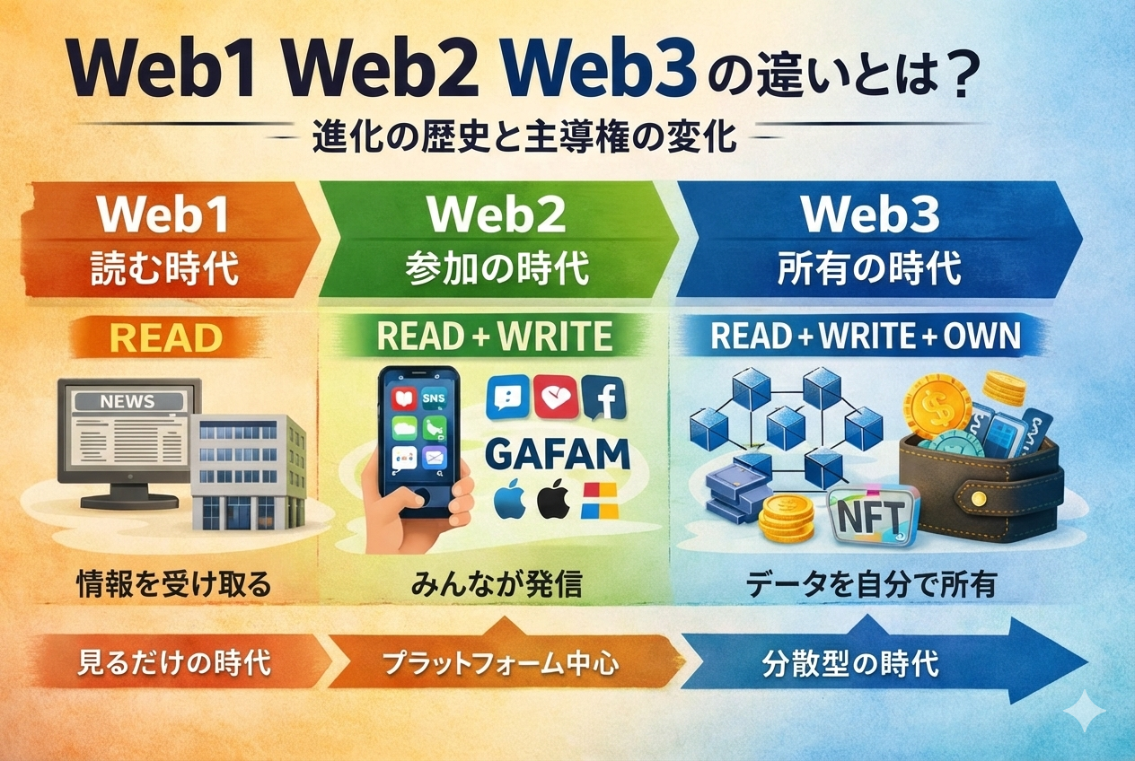 Web1 Web2 Web3 の違いを徹底比較！特徴・進化の歴史を解説｜ITナレッジライフ